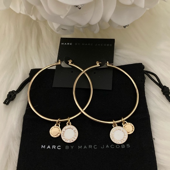 Marc By Marc Jacobs | Jewelry | Nwt Marc Jacobs White Gold Logo Hoop ...
